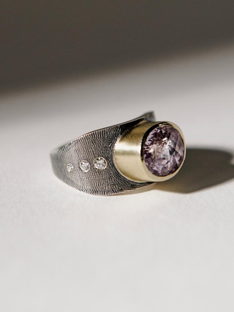 Rene Escobar Morganite Ring ss/18kyg 6- Rene Escobar- abersons